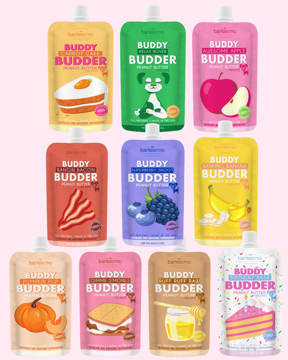 10 Pack Buddy Budder Squeeze Packs - BARK BISTRO Dog Peanut Butter ...